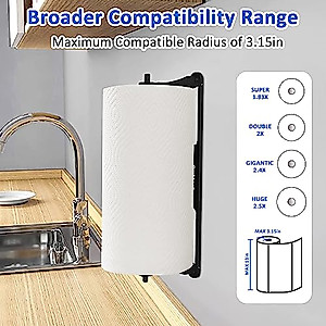Paper Towel Holder Under Cabinet, Ayybboo Wall Mount Paper Towel Holder, for Kitchen or Bathroom Self-Adhesive or Drill Mounting Paper Roll Holder 13.8in(Black)