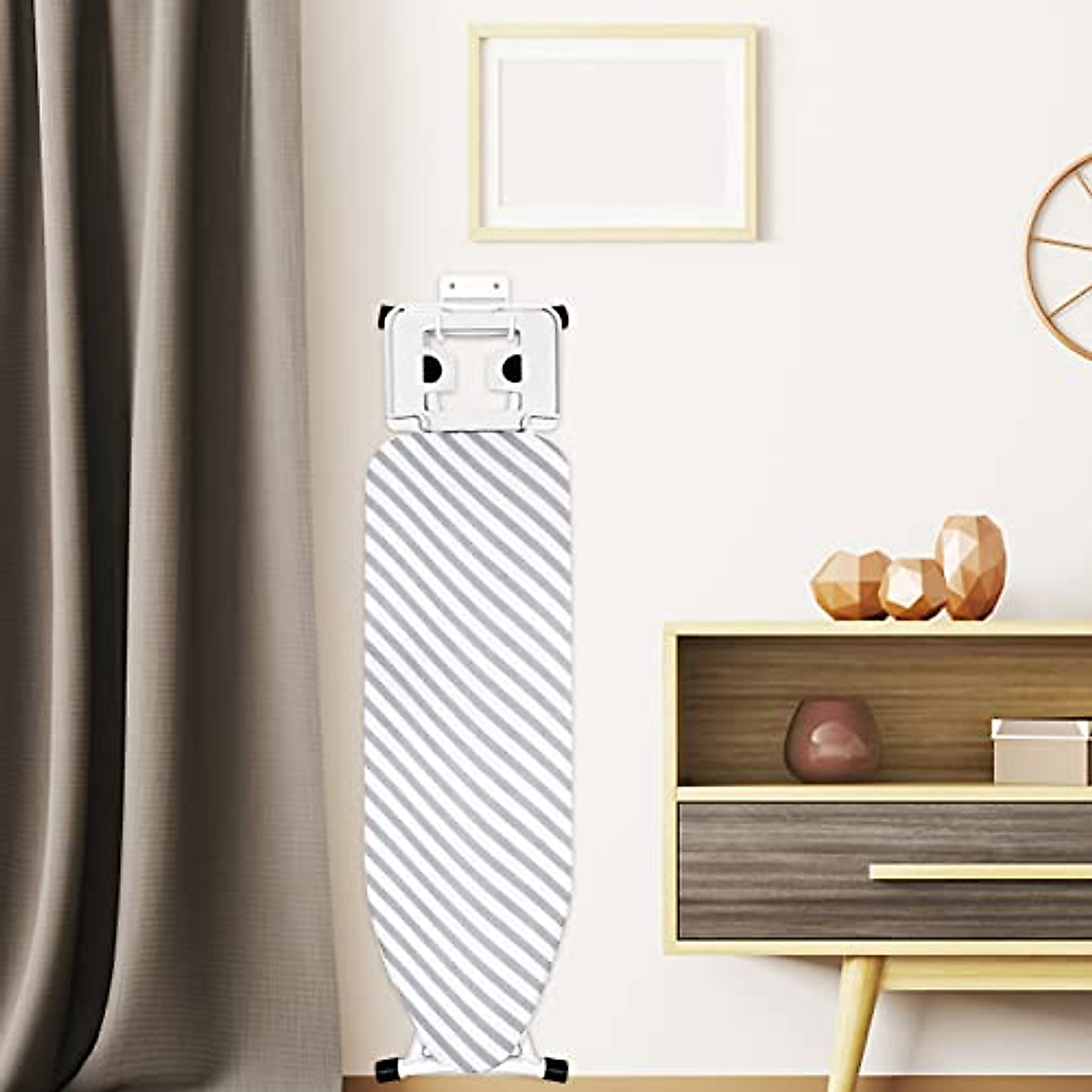 Zerodeko 1 Set Iron Board Hanger Ironing Board Hook for Wall Iron Holder Wall Mount Household Hooks Wall Mount Iron Board Holder Folding Shelf Key Hanger White Storage Bracket