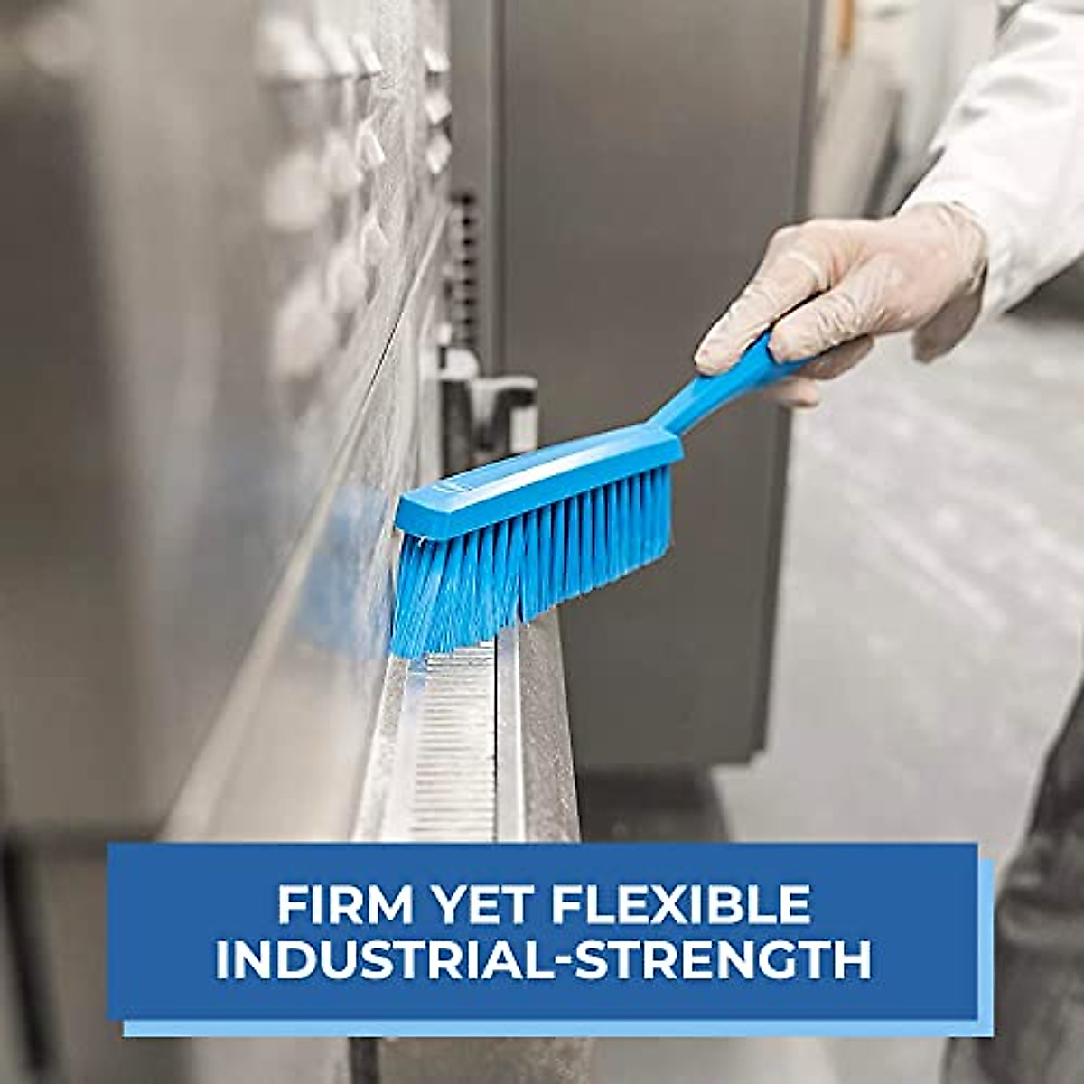 Vikan 45893 Bench Cleaning Brush, Polypropylene/Polyester Medium Bristle Dustpan Brush & Sweeper, 14 Inch, Blue