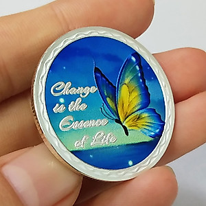 Butterfly Sobriety Chip - Change is The Essence of Life - AA Medallion Coin Recovery Anniversary Token Gift