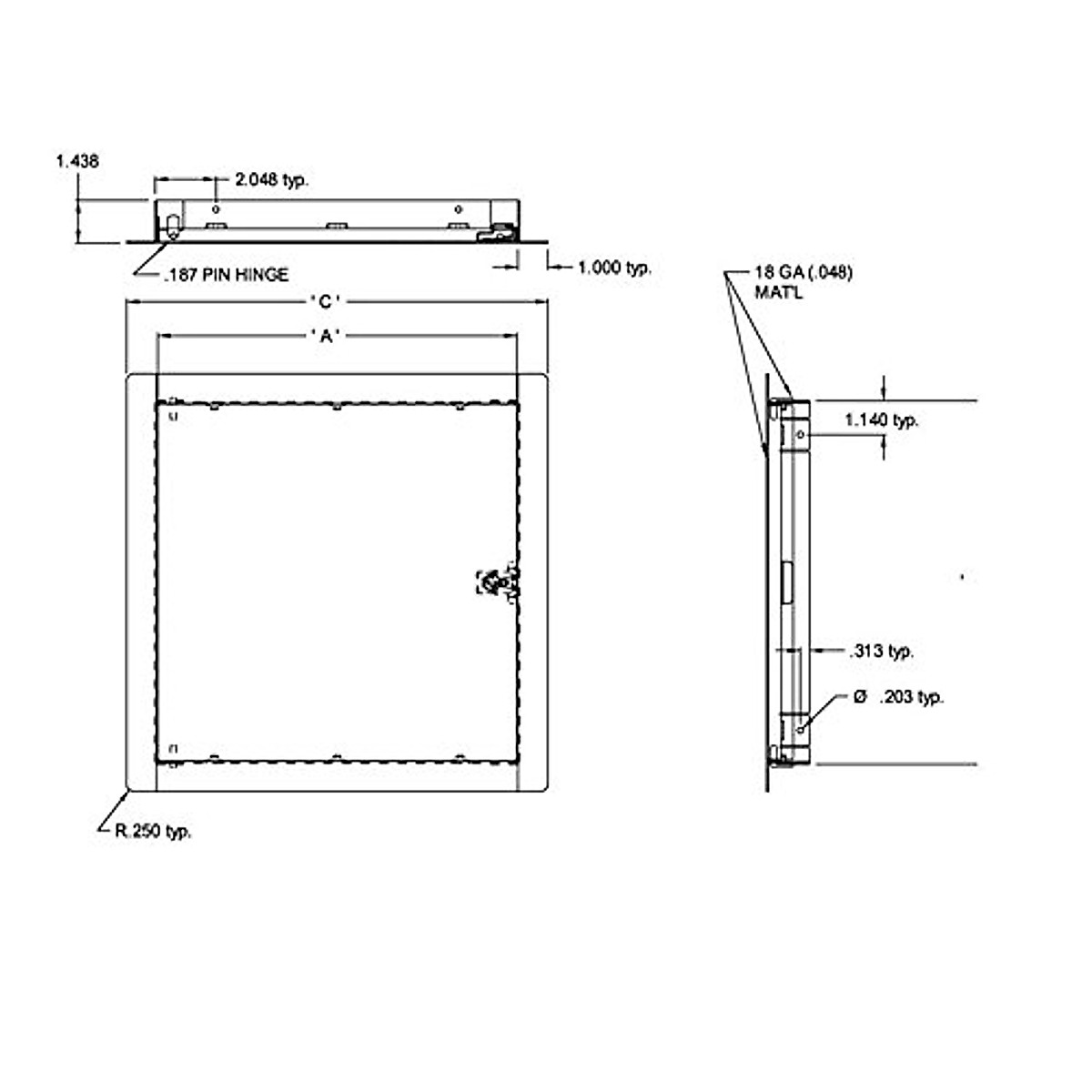 Acudor ED-2002 Flush Access Door 10" x 10", White