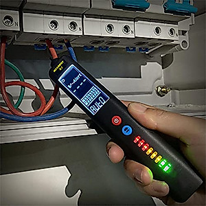 MAXRIENY Voltage Detector, EBTN LCD 3-Line Display Voltage Tester Pen with Adjustable Sensitivity, Non-Contact AC Electricity Sensor Socket Outlet Tester Live Wire Checker with Analog Bar