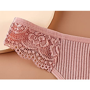 Justgoo Womens Sexy Thongs Lace Panties Underwear Cotton Low Rise Underpants Pack of 5