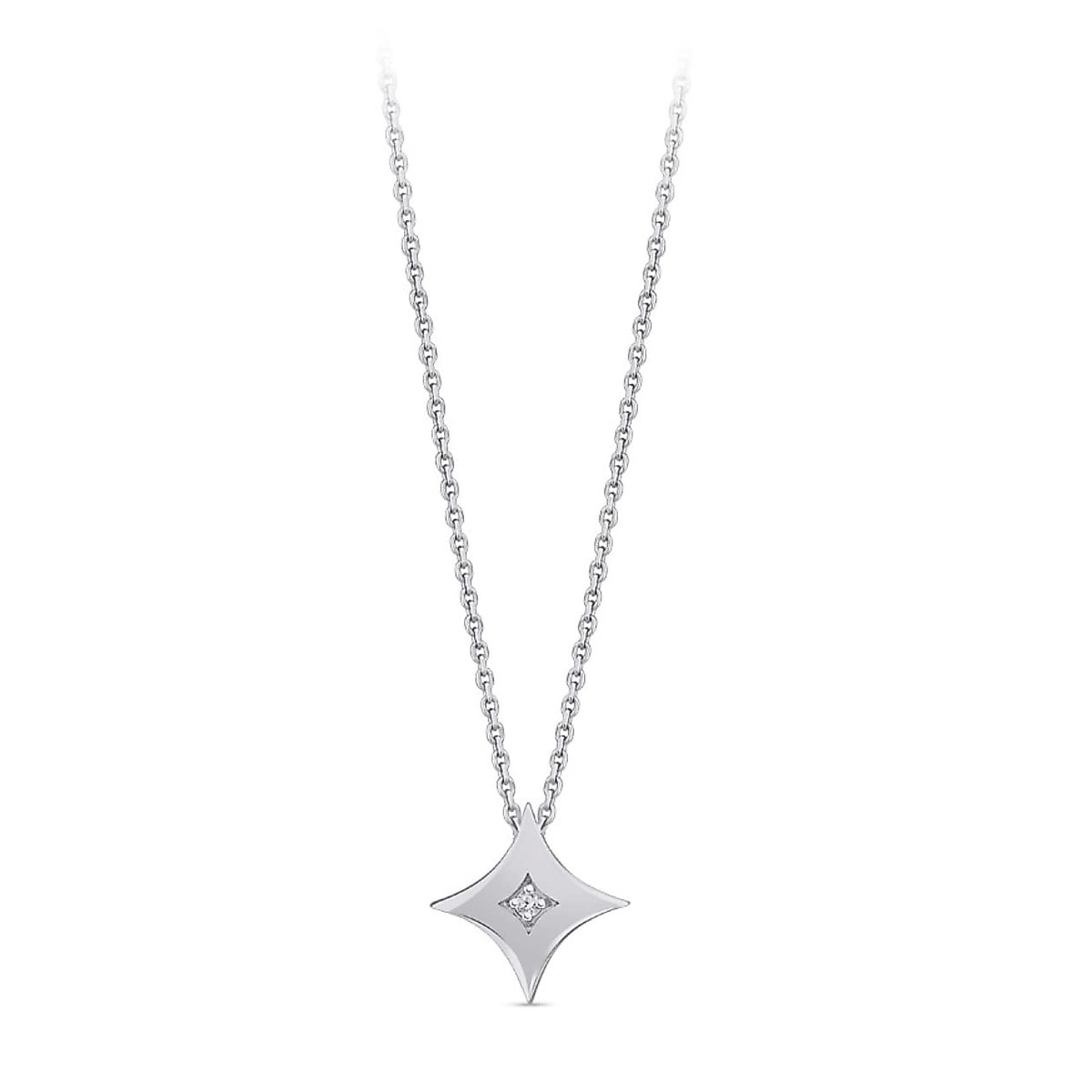 Zen Diamond Star Pendant Necklace - 0.02 Carat Geniune Diamond - Anniversary, Mother's Day, Birthday Gifts for women - Trendy 925k Sterling Silver Necklace with Jewelry Box (17.7" chain)