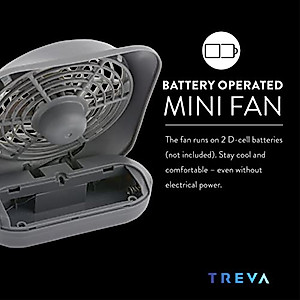 O2COOL Treva 5 Inch Battery Powered Fan Portable Desk Fan 2 Cooling Speeds with Compact Folding & Tilt Design Small Fan Cubicle Accessories Mini Fan Portable (Dark Blue)