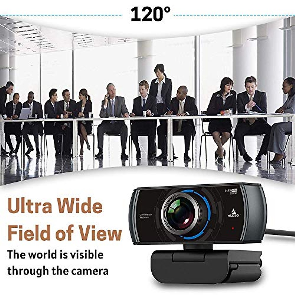 NexiGo N980P 1080P 60FPS Webcam with Microphone, HD USB Computer Camera, Built-in Dual Noise Reduction Mics, 120 Degrees Wide-Angle for Zoom/Skype/FaceTime/Teams, PC Mac Desktop (Renewed)