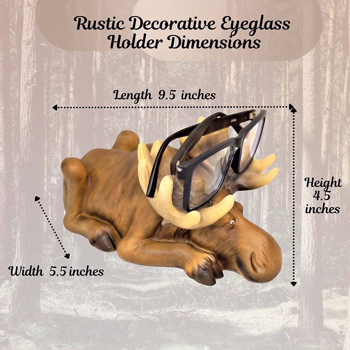 Whimsical Lazy Moose EyeGlasses Holder Stand - Fun Glasses Keeper