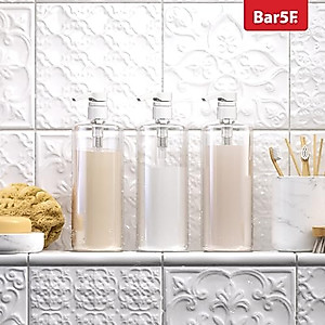 Bar5F Pump Bottle 32-Ounce 1-Liter Empty for Shampoo Conditioner Body Wash Lotion BPA-Free Crystal-Clear