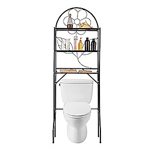 J&V TEXTILES 3-Shelf Bathroom Organizer Over The Toilet, Bathroom Spacesaver (Black)*