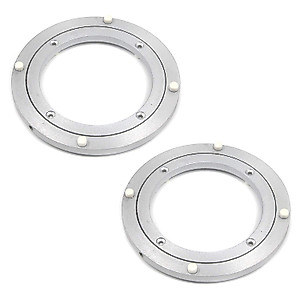 Quluxe 4.7 Inch Lazy Susan Turntable Ring, Aluminium Alloy Heavy Duty Rotating Turntable Bearing Swivel Plate for Dining Table- Silver (Pack of 2）