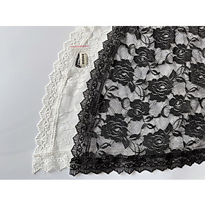 Grettytling Lace Mantilla Veil Soft and comfortable 7 Colors Spanish Style Rose Lace Veil Head Covering D Shape ， 2pcs Black&white