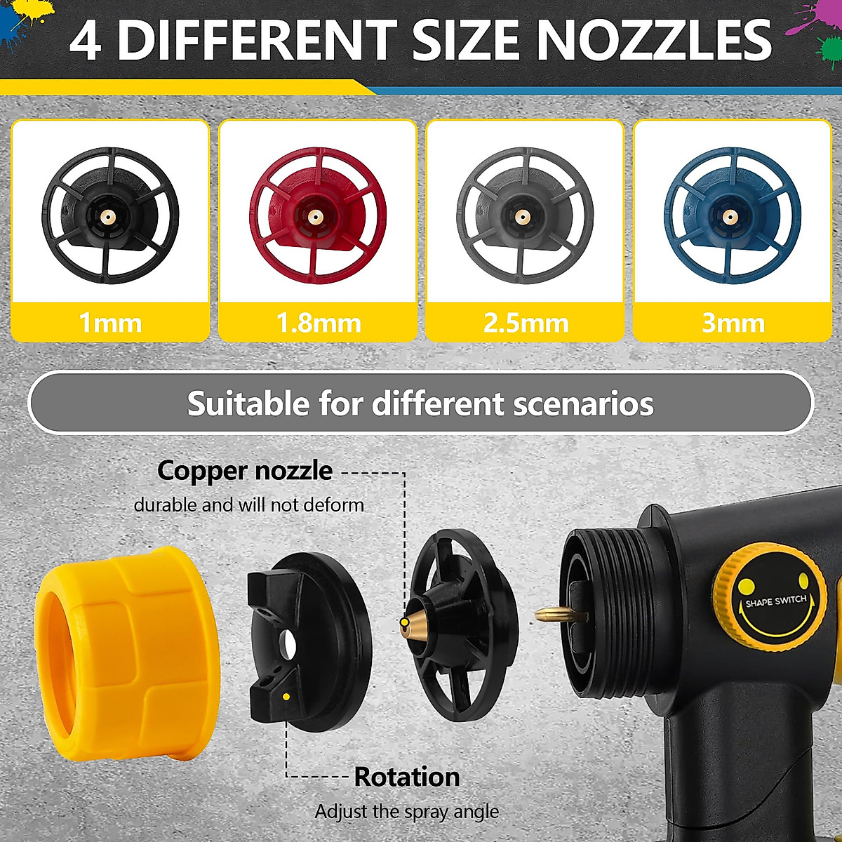 Cordless Paint Sprayer with 2 Battery,Paint Sprayer Gun with 2 x 2.0Ah Battery & 1000ml High Capacity 4 Nozzles, HVLP High Pressure Paint Gun,600W High Power Paint Sprayer for Home DIY