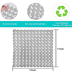 Coopay 2 Pack Kitchen Sink Mat Plastic Sink Protect Mat PVC Eco-friendly Kitchen Adjustable Stainless steel/Porcelain Dish Drying Pad Sink Protector for Bottom of Kitchen Sink, 11 x 11 Inches (Gray)