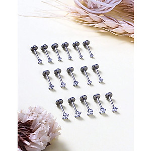 Xnsjeyy 20G Threadless Lip Rings Surgical Steel Flat Back Stud Earrings Labret Jewelry Nose Medusa Monroe Snake Bite Lip Ring Tragus Helix Cartilage Earrings Piercing Jewelry for Women Men Silver 7MM