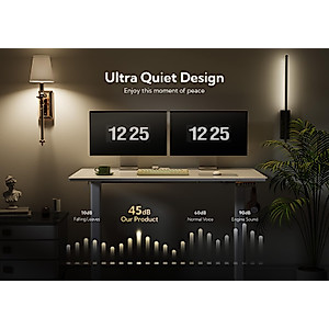 Claiks Glass Standing Desk, Small Electric Standing Desk Adjustable Height, 40 Inch Adjustable Stand Up Desk, Quick Install Home Office Computer Desk, Super White