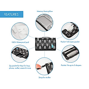 Portable Baby Changing Pad + Octopus Toy Bundle - Large Waterproof Diaper Changing Table Contoured Mattress with Soft Memory Foam Pillow – Travel-Friendly Infant Change Station Mat Set for Mom & Dad