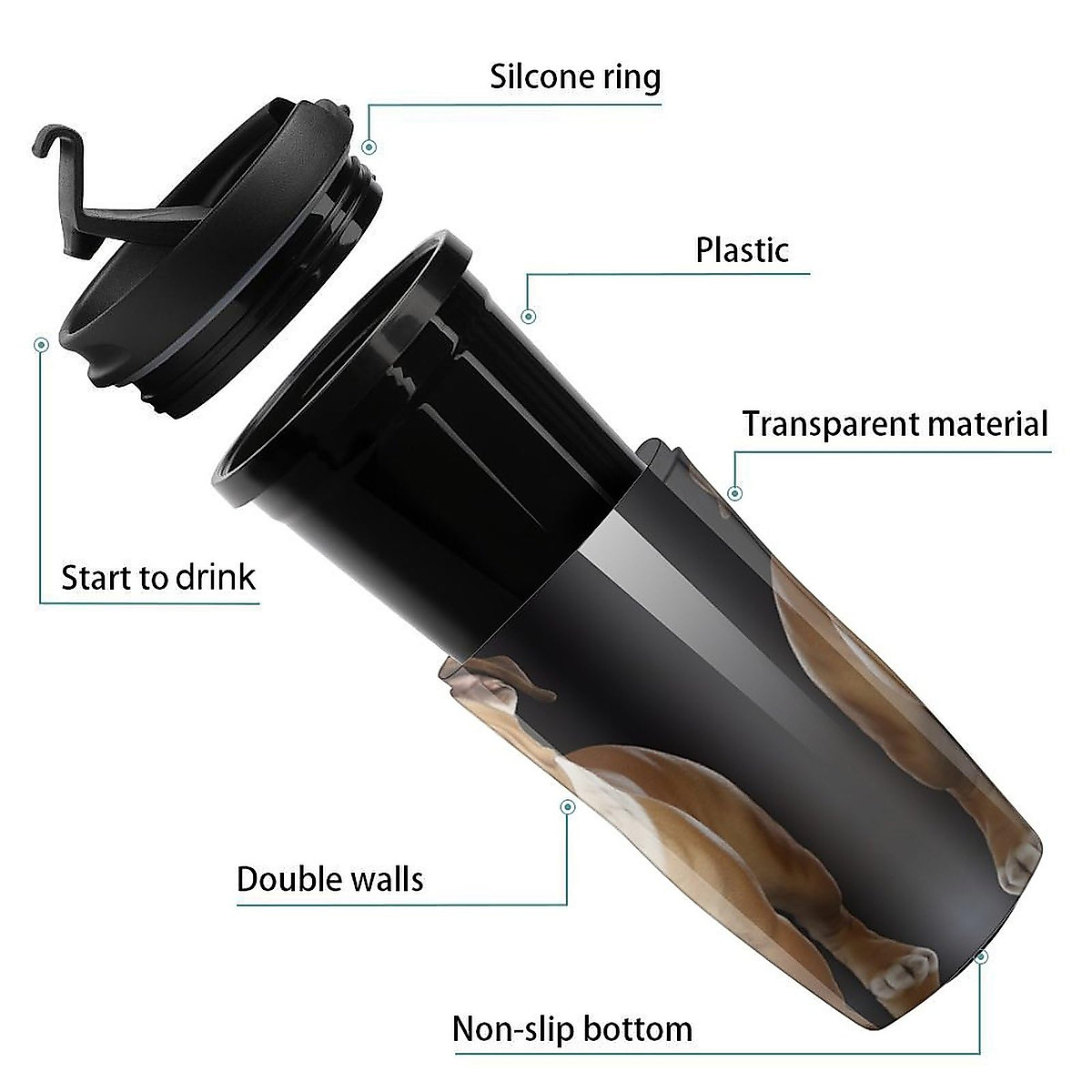 NTVOWPZO Travel Coffee Mug English Bulldog Insulated Travel Mug Stainless Steel Coffee Tumbler Travel Coffee Cup Reusable Coffee Cups with Lids for Hot And Cold Drink