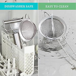 Fine Mesh Strainers for Kitchen, COKUMA Stainless Steel Metal Hand Small Mini Sieve Strainer, Cocktail Strainer Tea Coffee Juice Strainer，Food Strainer with Handlle (3.35inch, Silver)