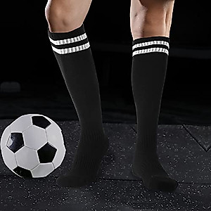 Aoneky Big Kids age 8+ and Youth Long Soccer Socks (Black)