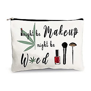 NC Funny Leaf Makeup Cosmetic Bag,Makeup Brushes Toiletry Jewelry Travel Accessories Organizer Zipper Pouch,Birthday Gift for Women Stoner Friend Sister Colleague Auntie