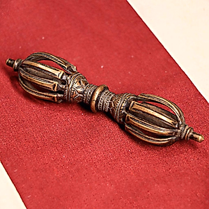 Gandhanra Powerful Vintage Tibetan Buddhism Dharma Ritual Vajra Dorje,Nine-pronged Phurba Pestle,Tantric Energy Device, Handmade in Nepal