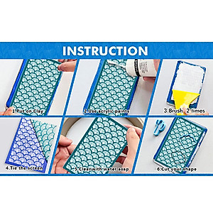 Silk Screen Stencils for Polymer Clay, Reusable Silk Screen Stencils for Printing on Jewelry Clay Earrings Decoration, Geometric Patterns Polymer Clay Silk Screen Stencils for Cup Plate DIY Decor