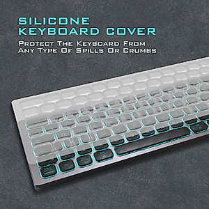 POWZAN Aluminum Quiet Wired Keyboard Backlit- Slim Chiclet Keyboard Compatible with Apple iMac, MacBook, Mac and PC, USB Keyboard Numeric Keypad RGB Lighted Key - Space Gray