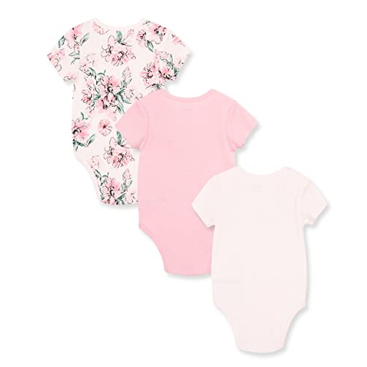 Little Me Clothes for Baby Girls' 3-Pack 100% Cotton Scratch Free Tag Floral Dream Onesies, 3 Months