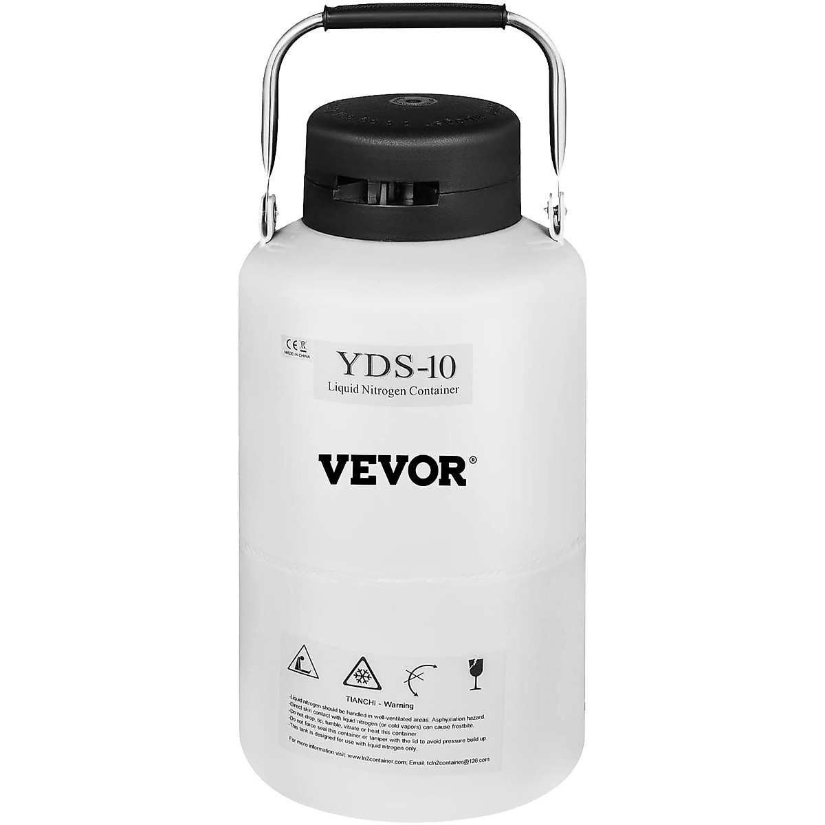VEVOR Liquid Nitrogen Container 10L Aluminum Alloy Liquid Nitrogen Tank Cryogenic Container with 6 Canisters and Carry Bag