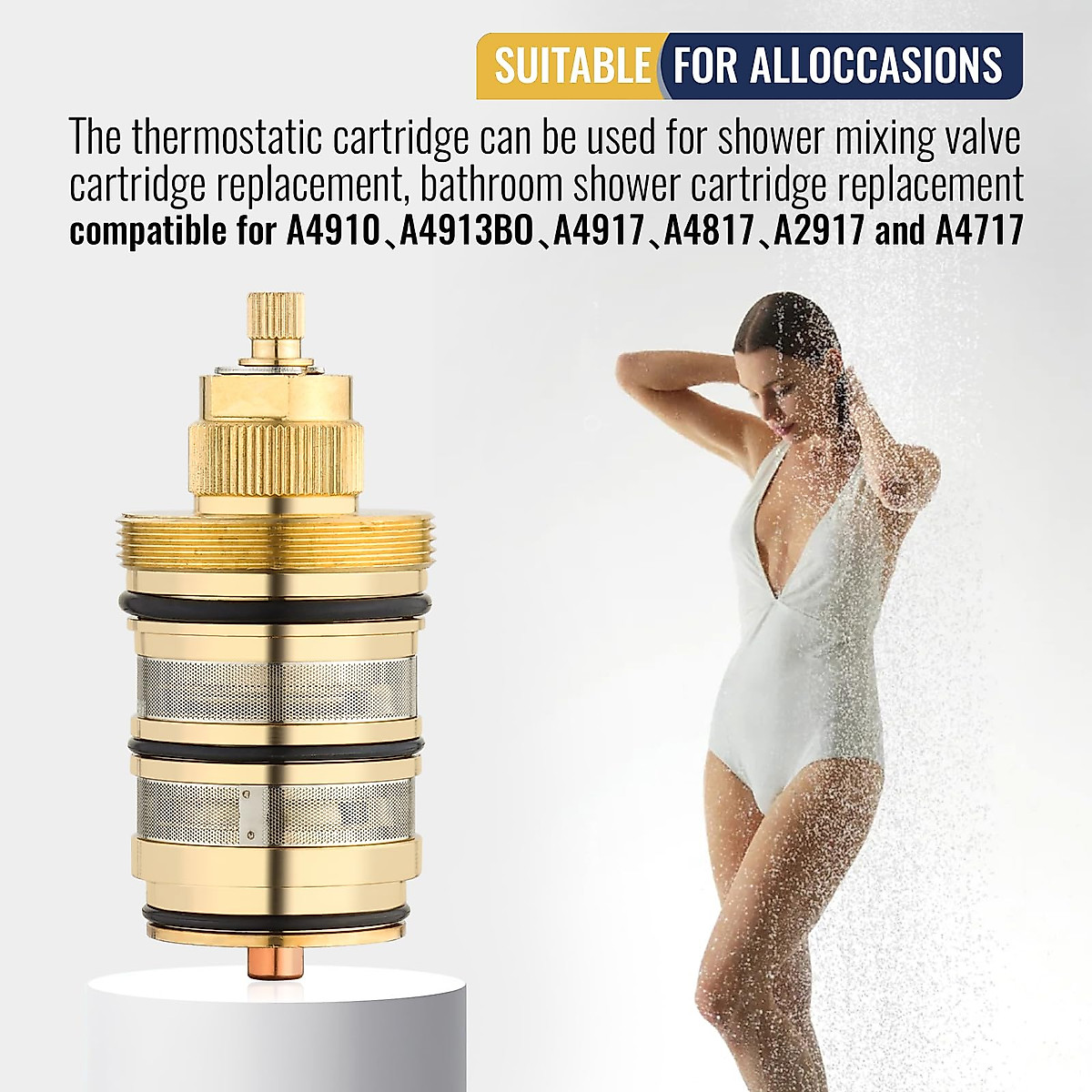 Thermostatic Mixing Valve Cartridge for Rohl C7912, Thermostatic Shower Valve Cartridge Replacement Plumbing Part for Concealed Shower Valve