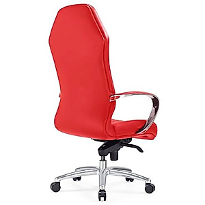 Zuri Furniture Modern Ergonomic Sterling Genuine Leather Executive Chair with Aluminum Base - Red