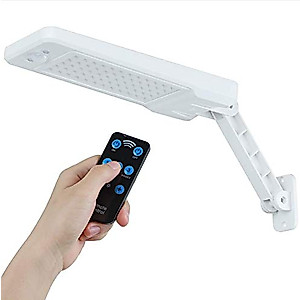 Xunata Solar LED Gutter Lights with 60 LEDs 1700LM, Remote Control Dimmable Adjustable Angle Wireless Motion Sensor Big Battery 3 Lighting Modes for Home Yard Garage Garden Park Farm (White)