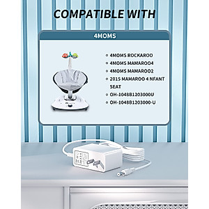 12V 3A for 4moms Mamaroo Power Cord Compatible with 4moms mamaRoo 2/4, for 2015 mamaRoo Infant Seat, Rockaroo Baby Swing Charger Cord