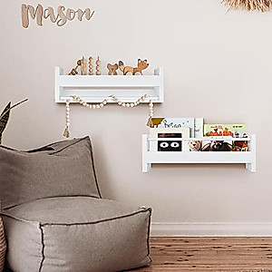 COMAX Small Book Shelf Organizer for Kids, Floating Bookshelf for Toddler Baby Room Bedroom, Set of 3 Wall Bookshelf Nursery Book Shelves Holder, Hanging Book Shelf for Wall Mounted Decor, White