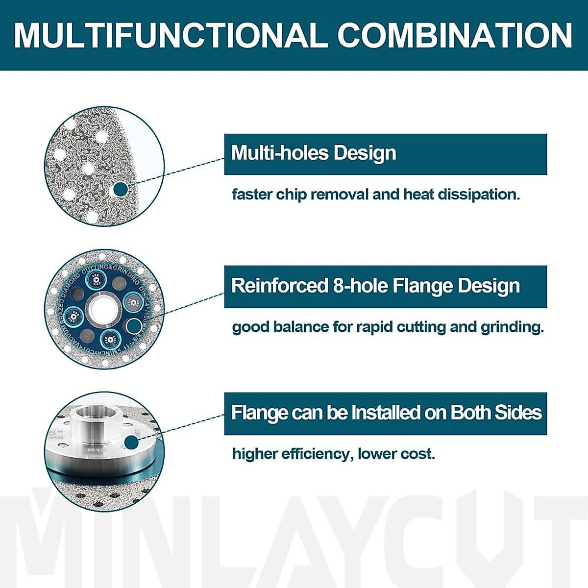 MINLAYCUT Diamond Cutting Grinding Discs - 4" Diamond Blade 100mm Double Side for Granite Marble Procelain Ceramic Tile Stone Concrete 5/8''-11 Thread