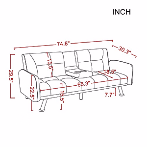 ERDAYE 64 inches Modern Loveseat Sofa, Red