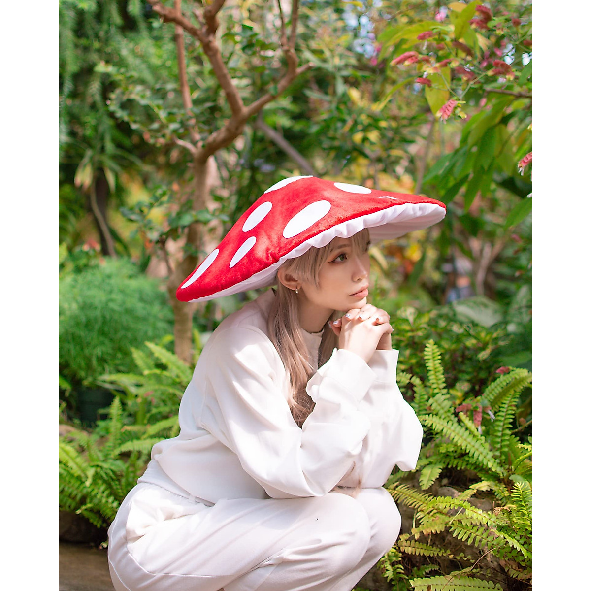 Dreamstall Mushroom Hat Costume Cosplay Accessory Party Hat Cap, Oversized with Wired Brim (Red)