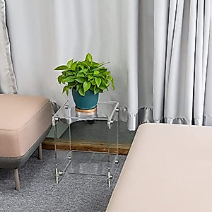 Sumerflos Acrylic Small Frame Side Table/End Table/Easy Assembly, Nightstand for Living Room Bedroom Home Decor- Clear