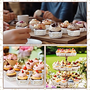 Maxcheck 300 Pcs Square Cupcake Liners 2.36 Inches Square Baking Cups Brownie Cupcake Cups Square Paper Patterned Cupcake Wrappers for Wedding Baby Shower Birthday Party Cake(European)