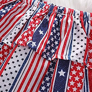 Noubeau 4th of July Toddler Girl Outfit American Flag Halter Top Girls Ripped Jeans Denim Shorts Baby Girl Summer Clothes (Blue, 2T / 3T, 2_Years)