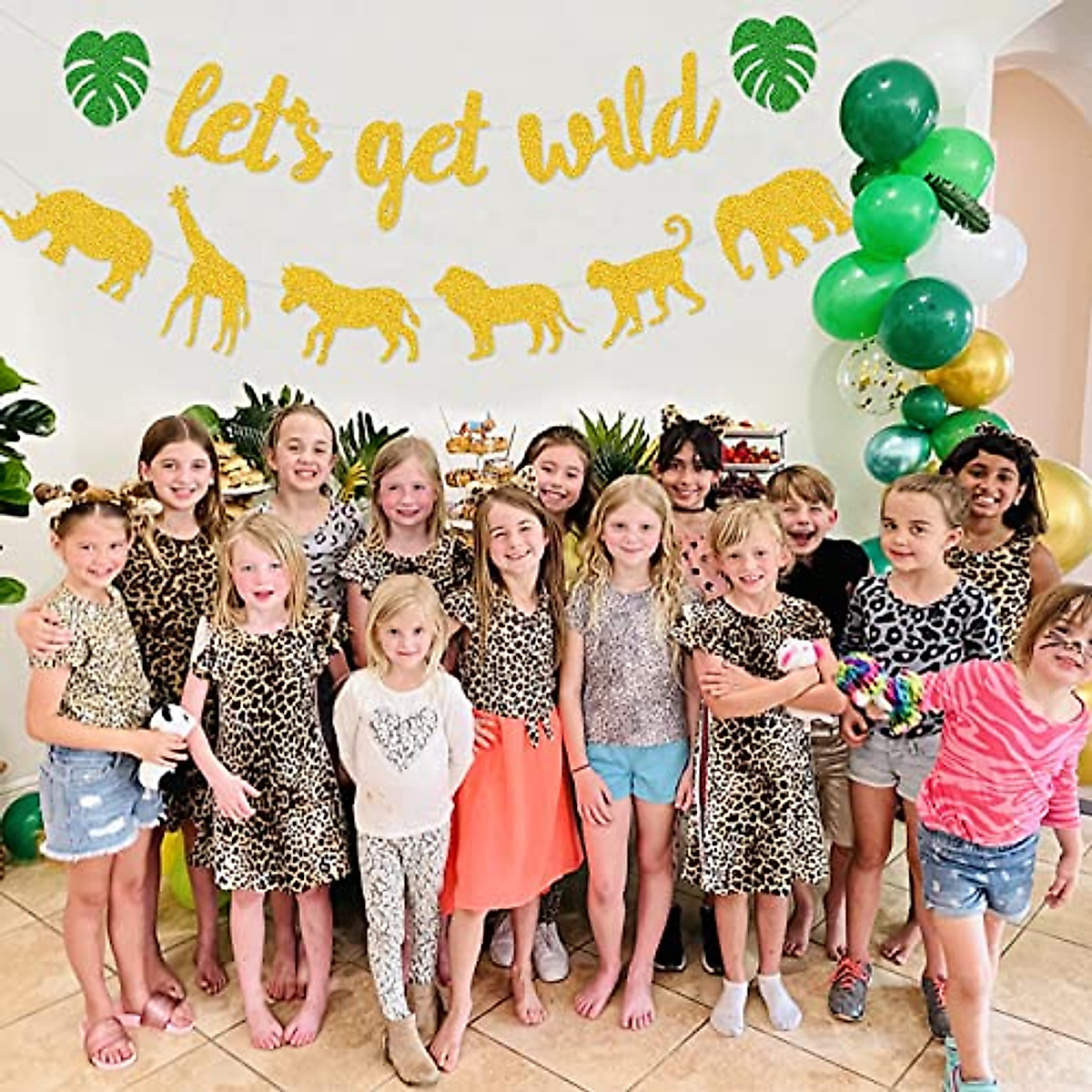 Let's Get Wild Banner Animal Jungle Safari Animal Theme Birthday Garland Zoo Themed Baby Shower Wild One Party Welcome Sign Forest 1st Birthday Party Decorations Gold Glittery