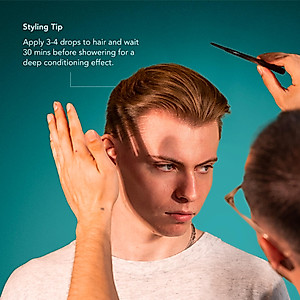 BluMaan Hydrating Hair Oil - Designed for Dry, Frizzy, Straight, or Curly Hair - 100% Natural Men's Hair Strengthening Oil - 60 ml / 2.0 oz