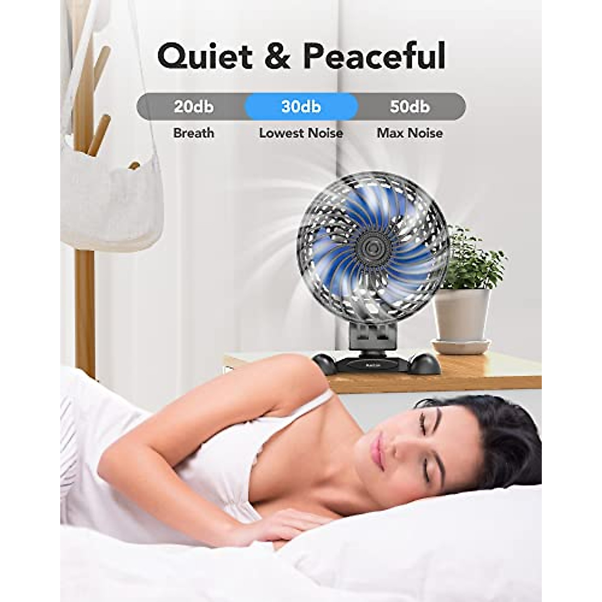 AaoLin USB Desk Fan, Table Fan with CVT Variable Speeds, Quiet Portable, Desktop Mini Personal Fan for Room, Home, Office