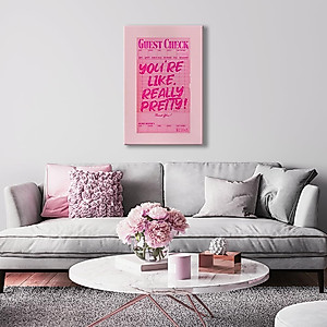 Miontszia Preppy Pink Funky Canvas Wall Art, Trendy Inspirational Quotes Aesthetic Decor Poster,you're Like Really Pretty Picture Decor,for Girls Bedroom Dorm bathroom Picture 12x16in Unframed