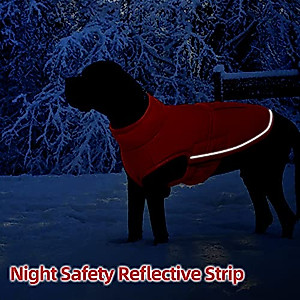 Yagamii Dog Winter Coat Waterproof Dog Jacket Cold Weather Warm Clothes Cozy Fleece Lining, Pet Apparel Sweater for Small Medium Large Dogs Dog Reflective Vest Puppy Clothes with Leash Hole(XS-XXL)