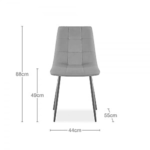ROVOZAR Dining Chair, Gray Velvet,Simple and Modern Design for Dinner and Home,Without Armrest (Set of 2 Chairs)