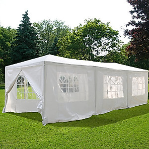 HCY 10'x30' Party Tent Heavy Duty Outdoor Gazebo Canopy with 8 Removable Sidewalls for Outdoor Wedding, BBQ, Camping, Backyard (White)