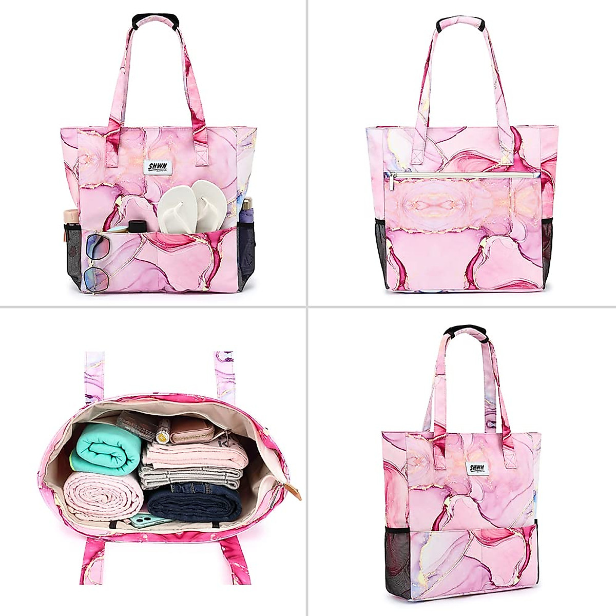 SHWN original pink marble waterproof shoulder bag, suitable for gym beach travel daily bag upgrade version