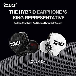 CVJ CSA in Ear Monitor, Dual Magnetic DD and 1BA in-Ear Earphone Noise Isolating IEM Earphone/Earbud/Headphone with Resin Cavity,Wired Earbuds with 0.75mm 2Pin Detachable Cable(with Mic, Black)