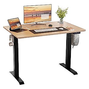 Meilocar Height Adjustable Electric Standing Desk, Sit Stand Computer Desk with Memory Controller, Home Office Desk Computer Workstation 48" x 24" Tabletop (White Top + White Frame)